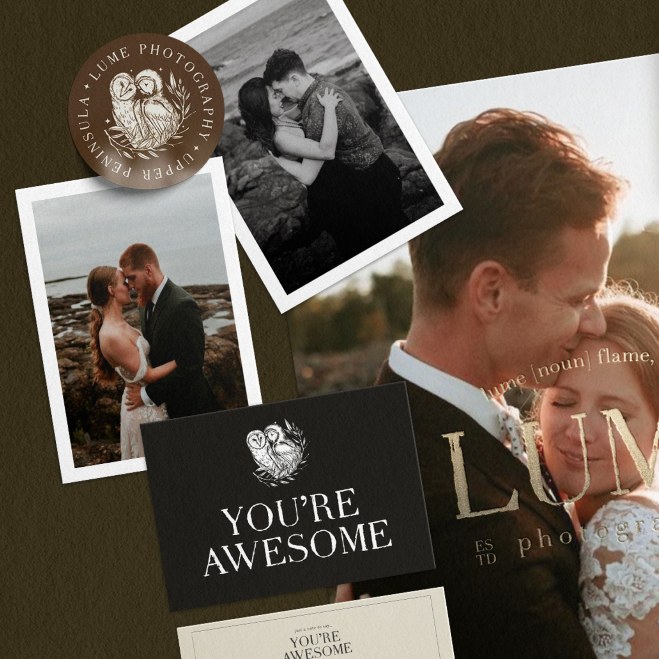Rustic Witchy brand design for Michigan elopement photographer, Lume ...